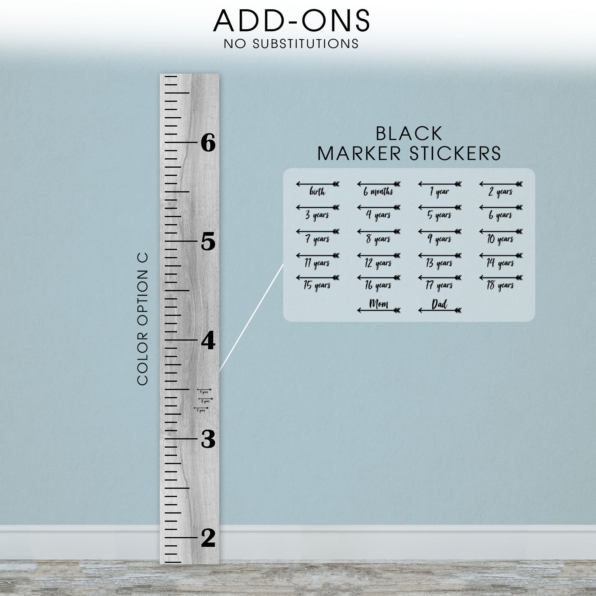 Personalized Wooden Kids Growth Chart - Height Ruler for Boys Girls Si ...