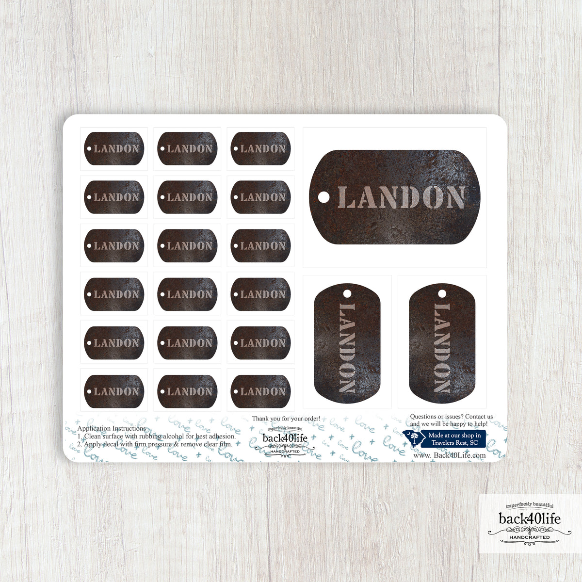 Name Personalized DTF Sticker Labels - Dog Tag Military Gym - Back40Li ...